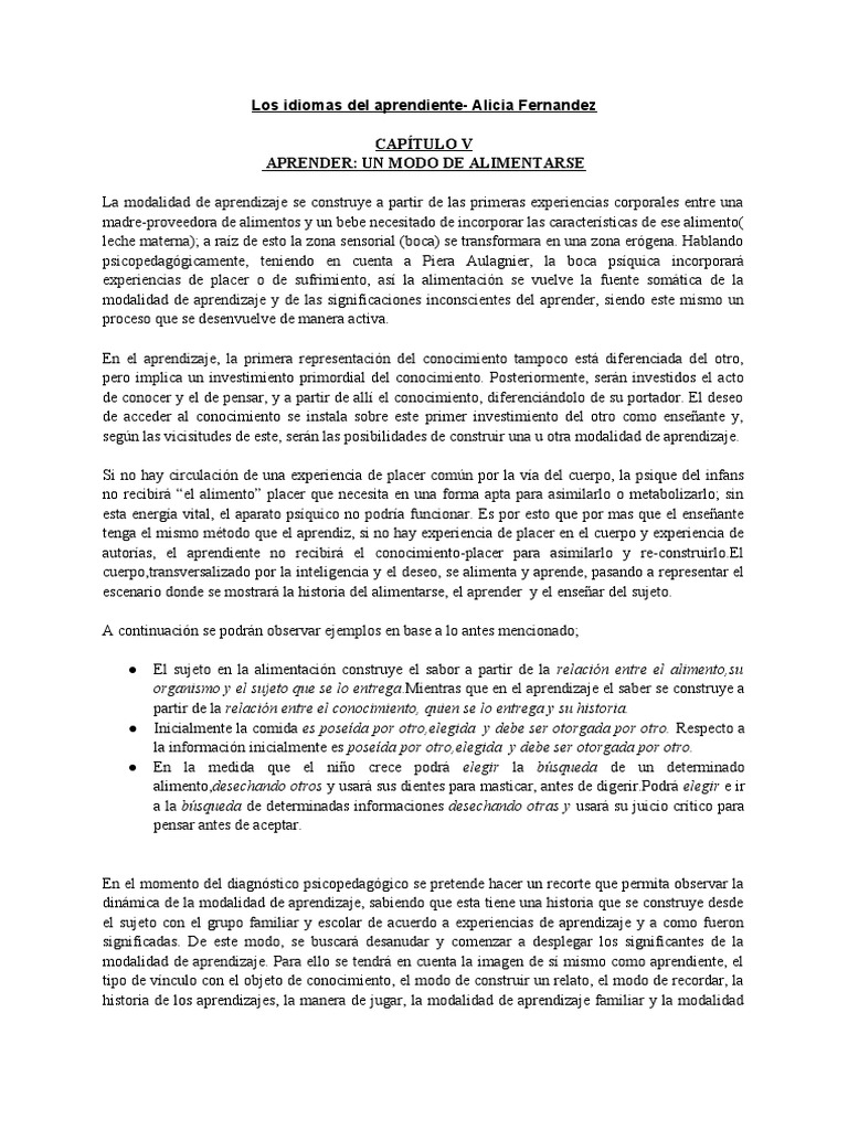 Los Idiomas Del Aprendiente - Alicia Fernandez | PDF | Aprendizaje ...