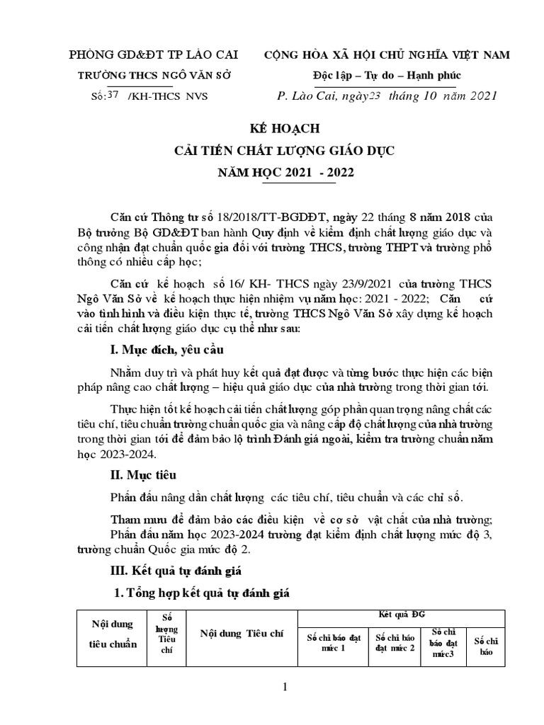 Ke Hoach Cai Tien Chat Luong k20211025075438710 Signed Bb74d318e1 | PDF