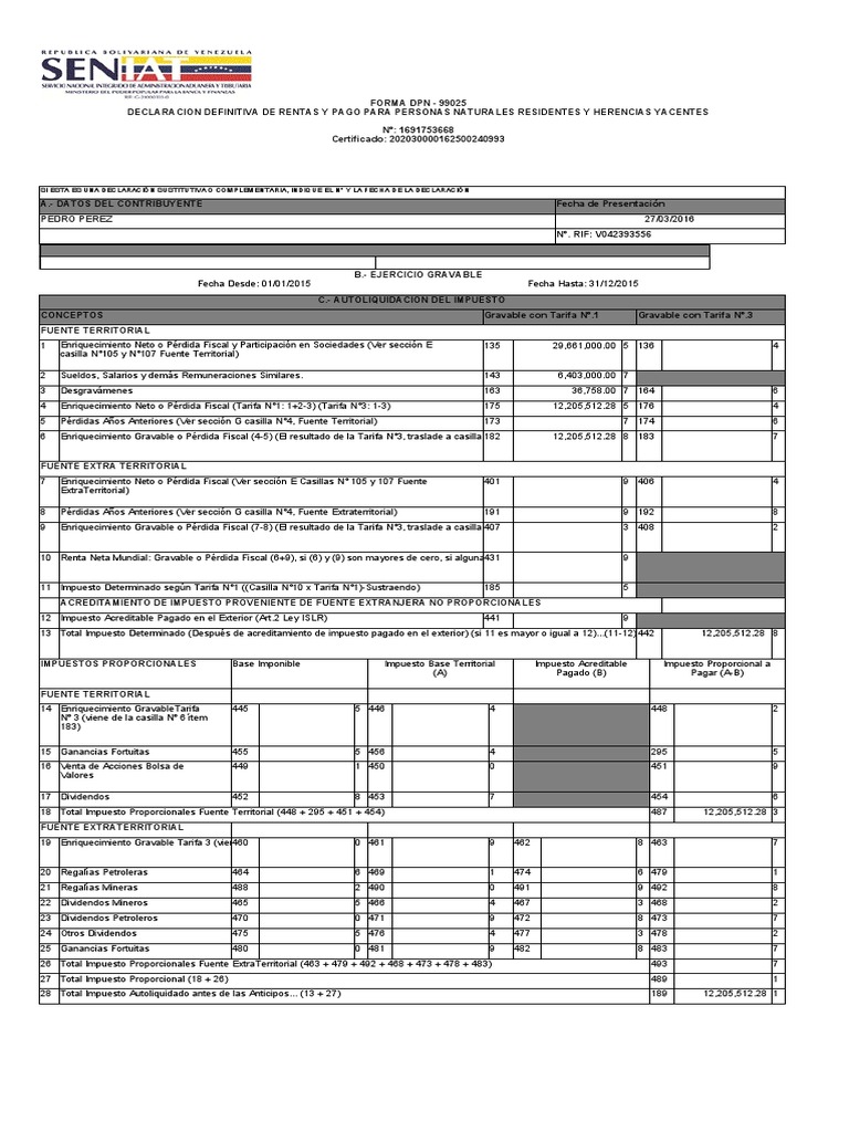 Forma 25 Persona Natural Islr | PDF