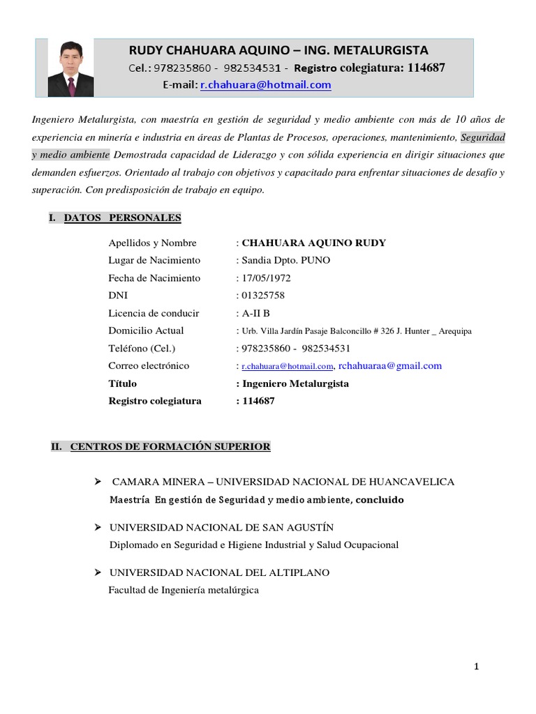 CV Rudy Chahuara A Documentado | PDF