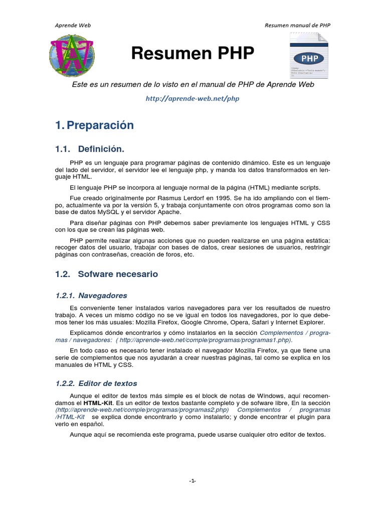 Resumen PHP | PDF | Php | HTML