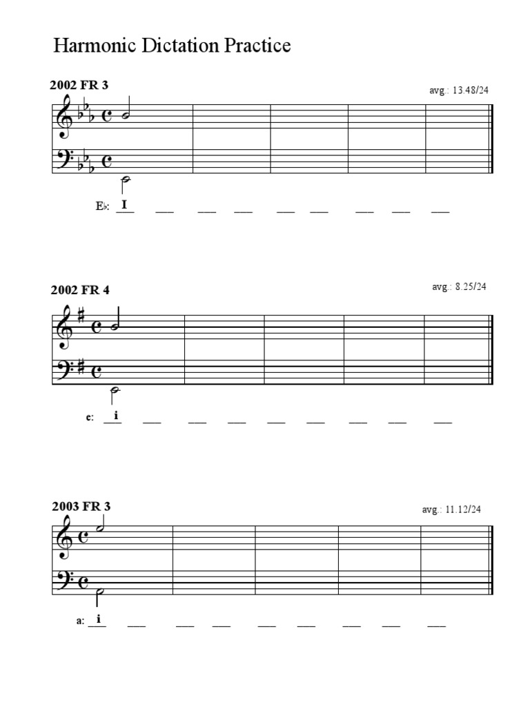 000a Harmonic Dictation 2002-Present Prompts | PDF