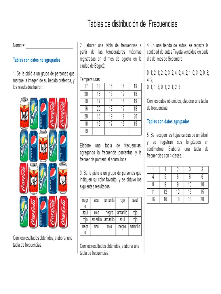 Tablas de Frecuencias Ejercicios Propuestos PDF | PDF