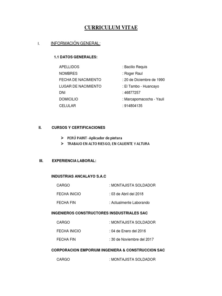 BACILIO REQUIS ROGER RAUL - CV | PDF | Pensión | Economias