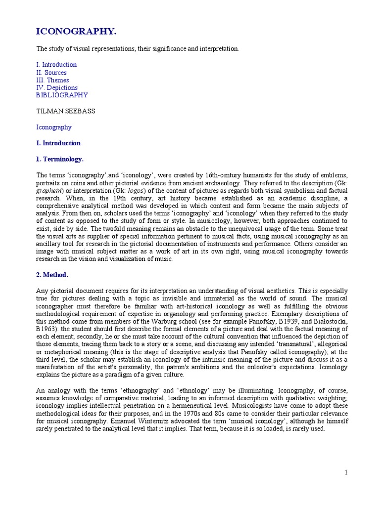 Iconography.: II. Sources III. Themes IV. Depictions Bibliography | PDF ...