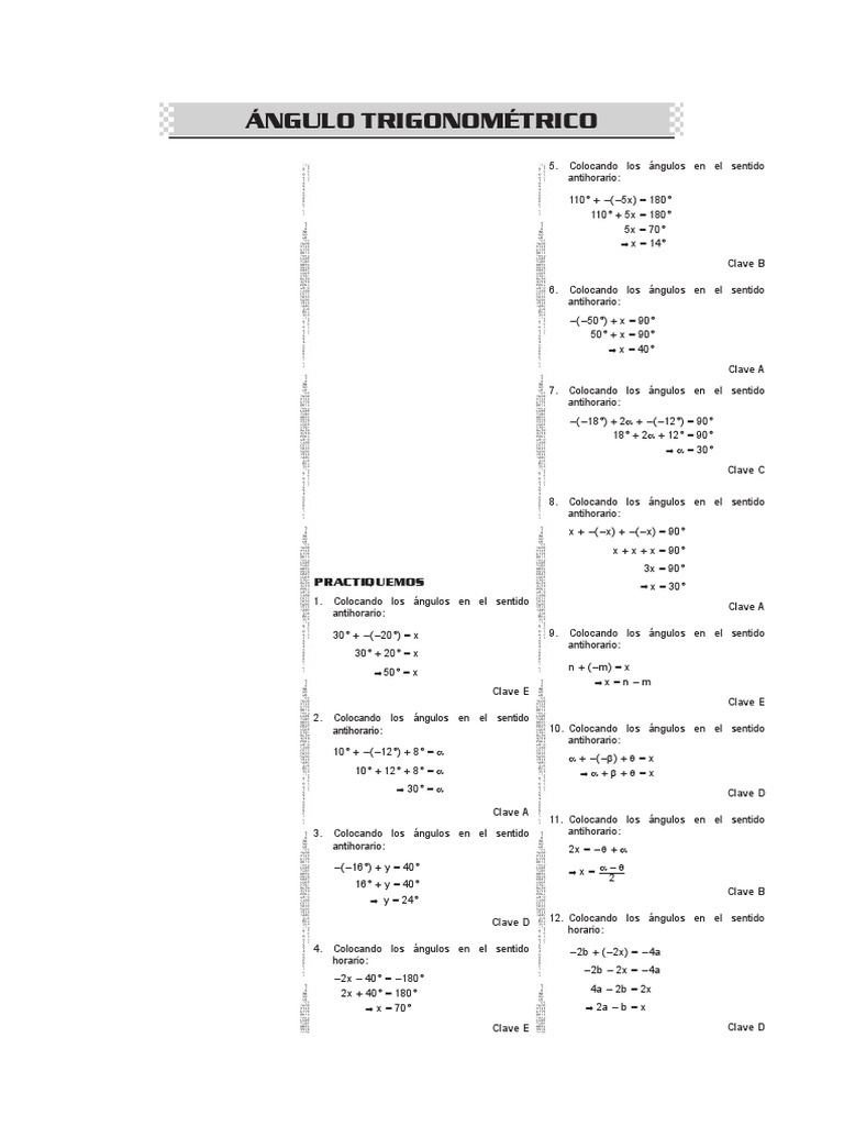 RM 5 - Angulo Trigonometrico - Solucionario | PDF | Ángulo | Geometría