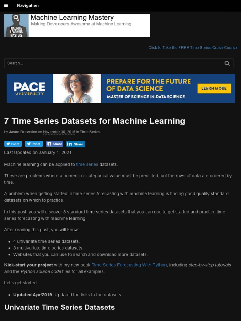 7 Time Series Datasets For Machine Learning | PDF | Time Series ...