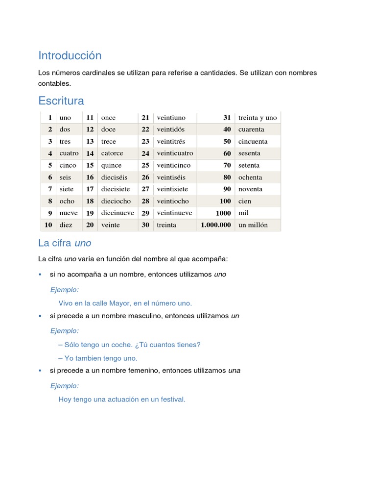 Numeros Cardinales | PDF