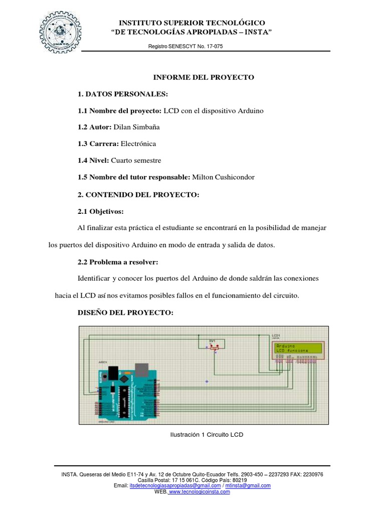 LCD Informe | PDF | Arduino | Ingenieria Eléctrica