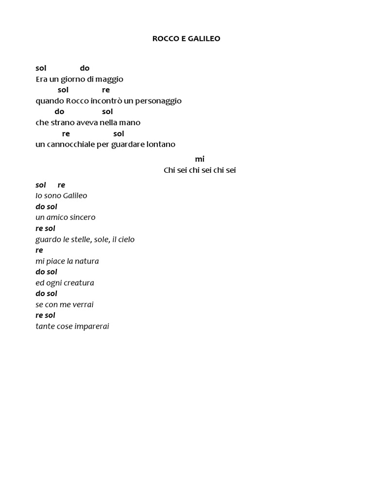 Rocco e Galileo Canzone | PDF