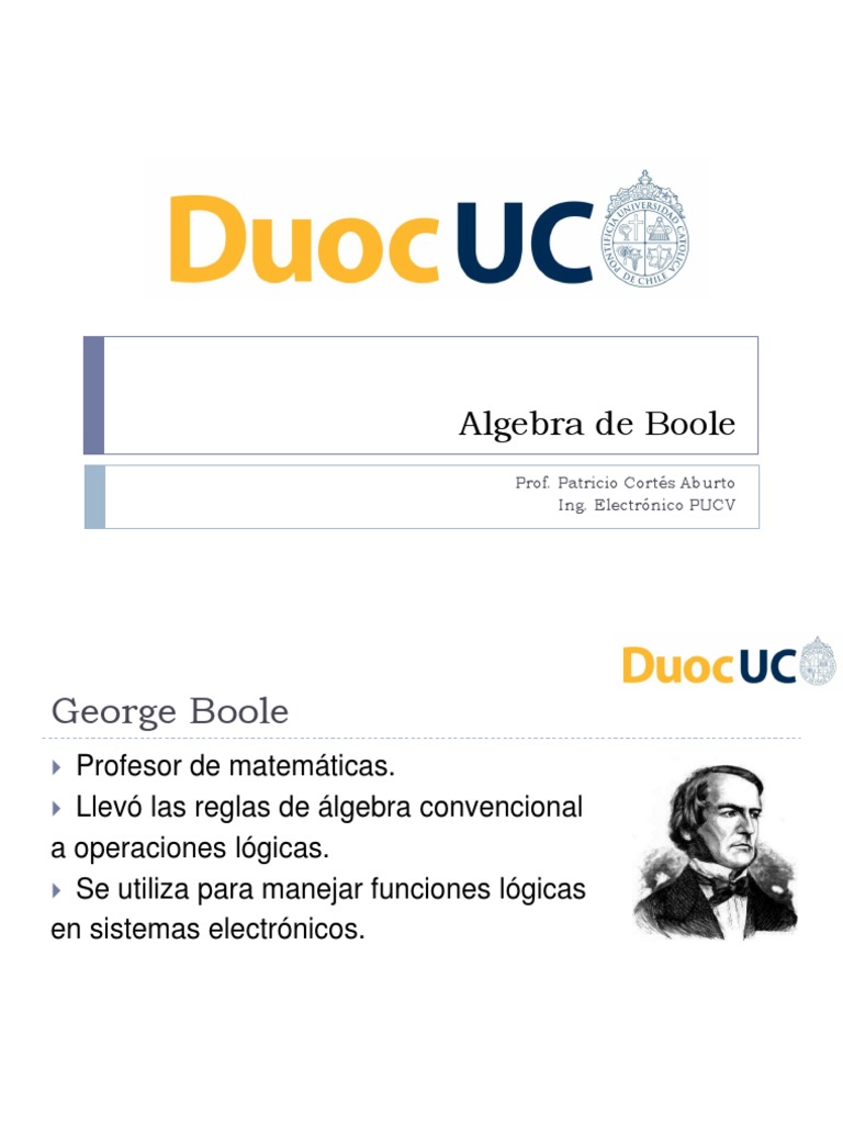ÁLgebra de BOOLE Electrónica Digital | PDF | Álgebra de Boole ...