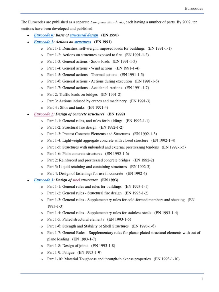 Eurocode 0 Structural Design Eurocode 1 Structures:: Basis Of: Actions On | PDF | Engineering ...