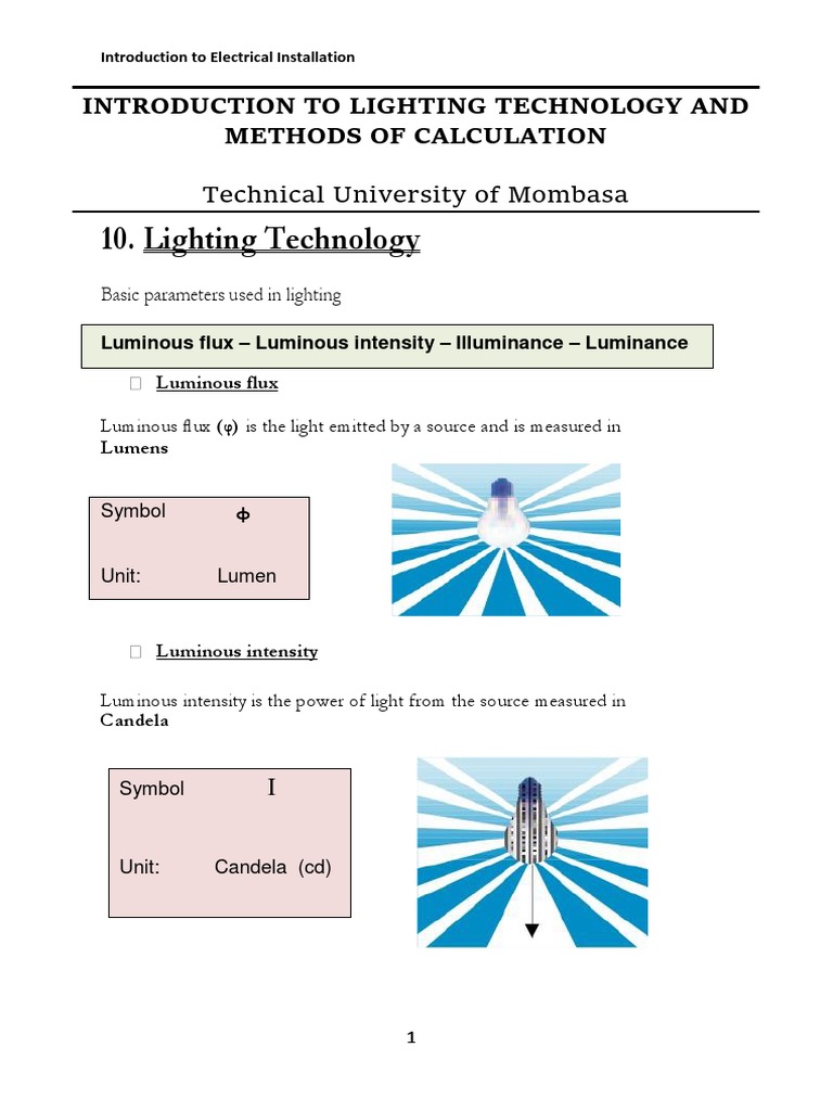 Eet 10 Lighting Technology and Methods of Calculation | PDF | Lighting ...