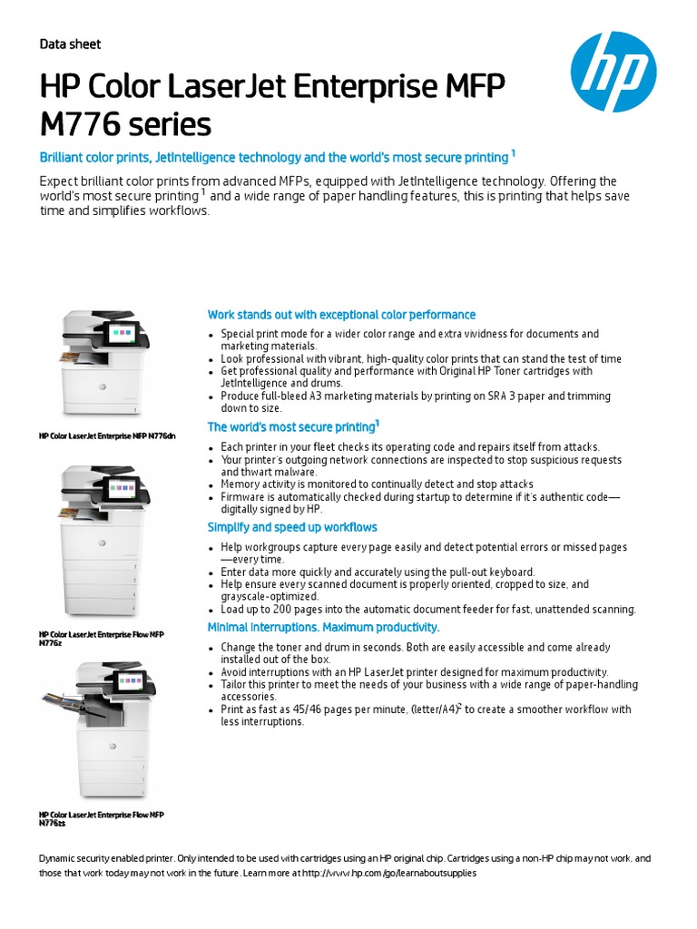 HP Color Laserjet Enterprise MFP HP Color Laserjet Enterprise MFP M776 ...