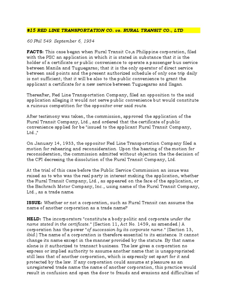 REDLINE V RURAL TRANSIT | PDF | Common Law | Government