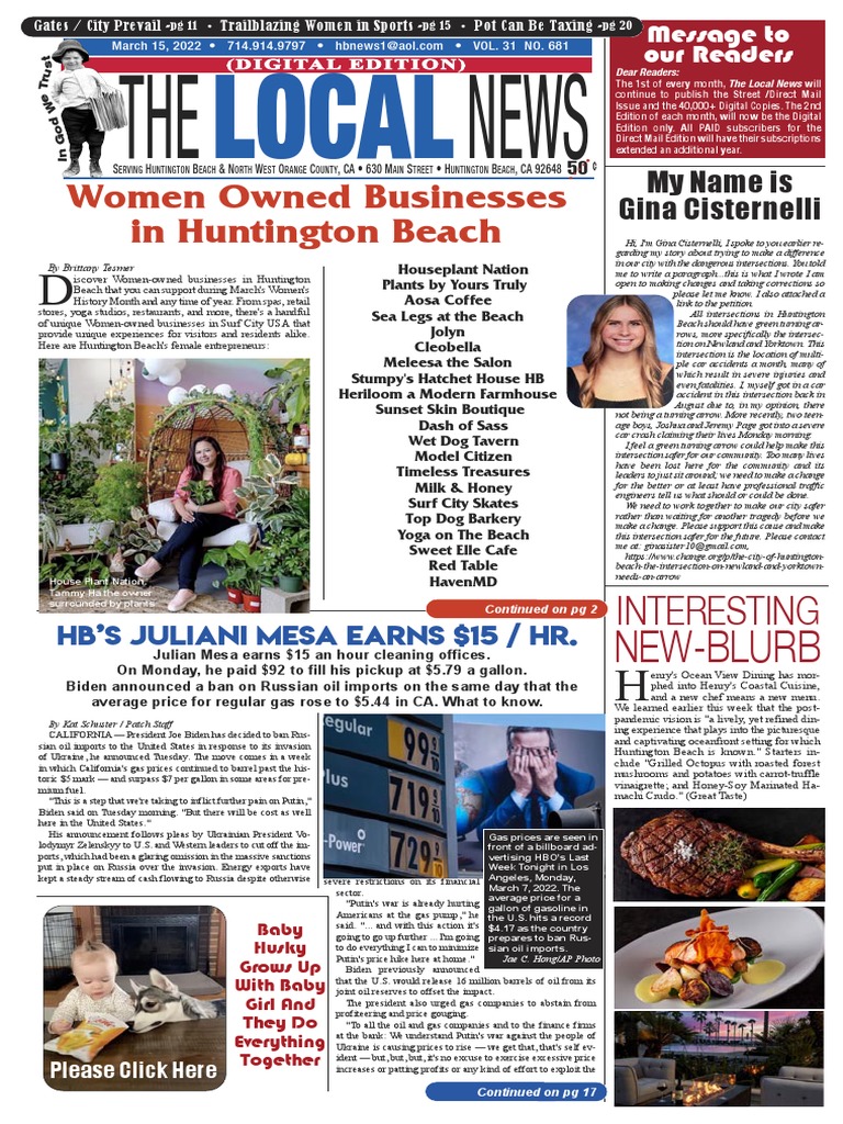 The Local News, March 15, 2022 W/ Website Links | PDF | Restaurants