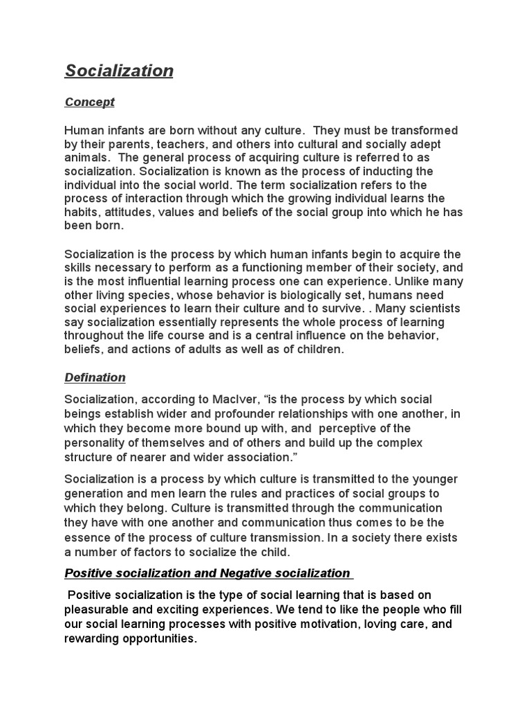 Socialization: Concept | PDF | Socialization | Communication