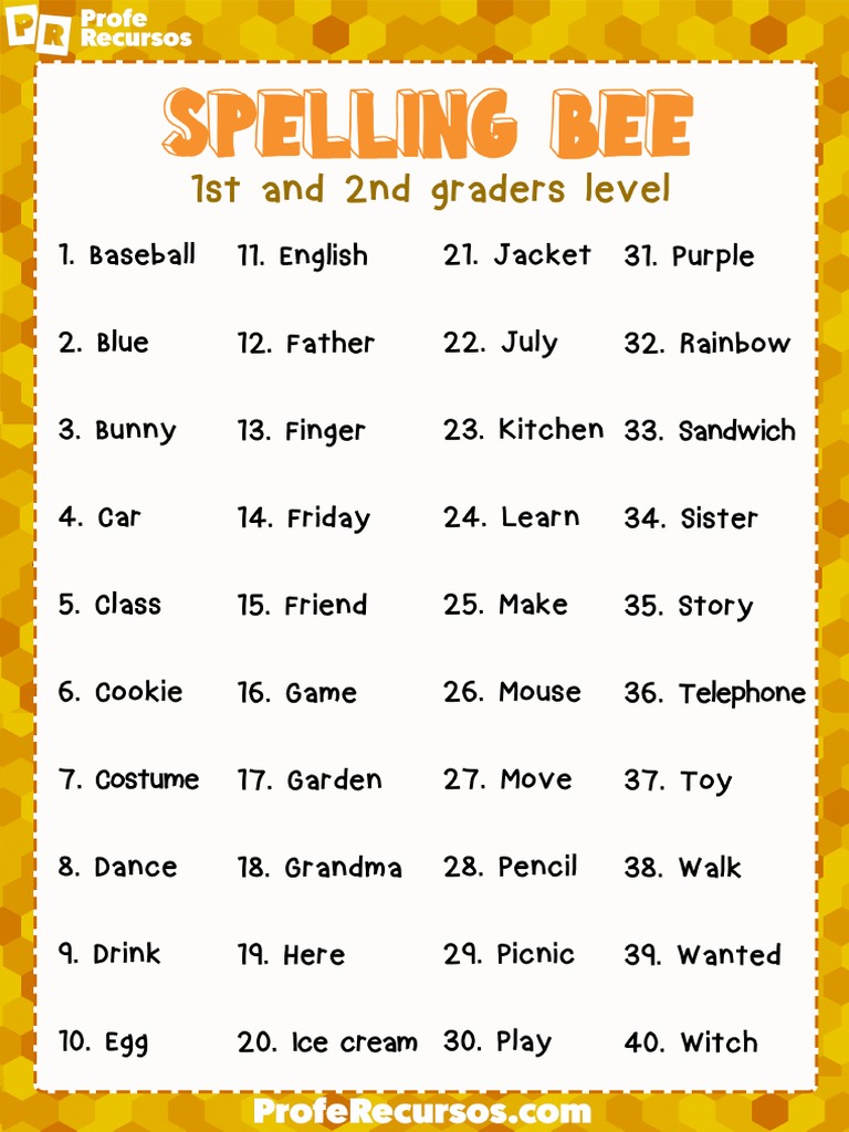 Spelling Bee Level 1 Proferecursos | PDF