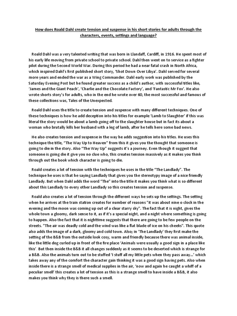 How Does Roald Dahl Create Tension and Suspense in His Short Stories ...