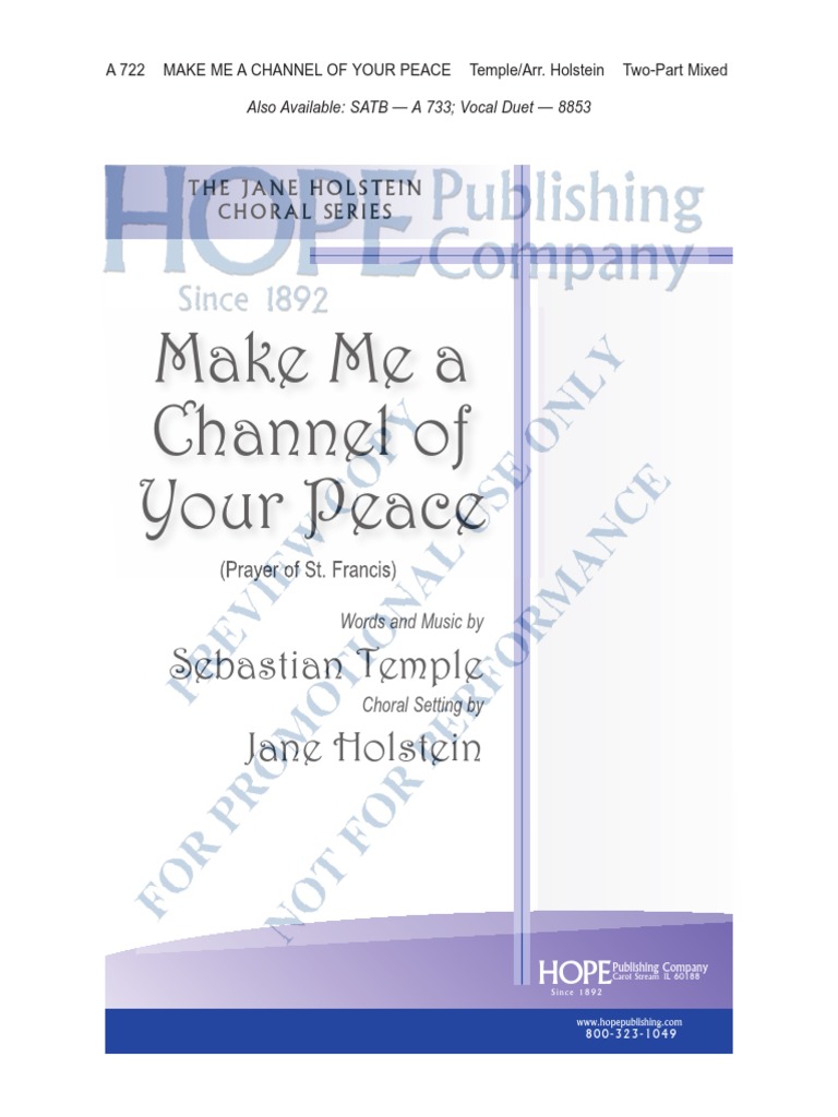 Make Me A Channel of Your Peace: Sebastian Temple Jane Holstein | PDF