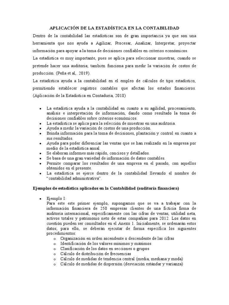 Estadística en Contabilidad: Aplicaciones Clave | PDF | Contabilidad ...