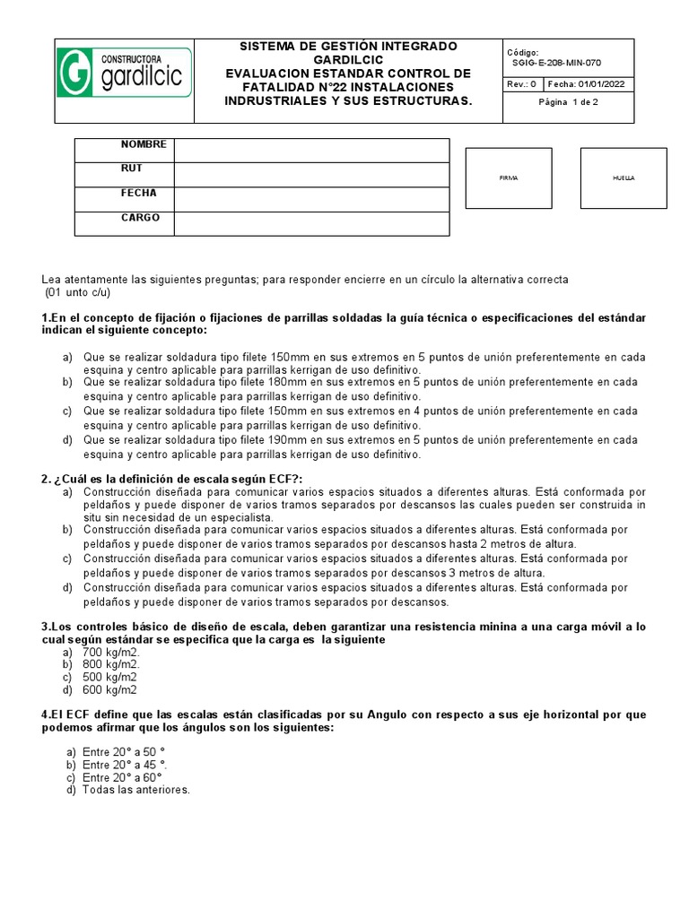 Evaluacion Ecf N°22 | PDF