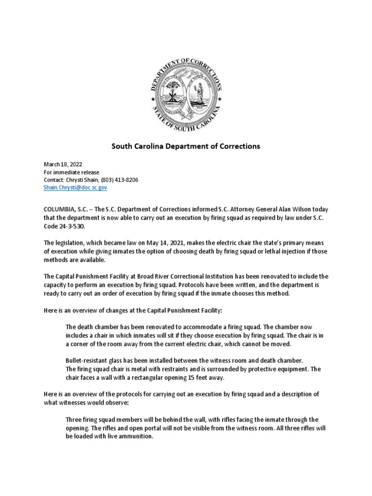 South Carolina Department of Corrections: Columbia, S.C. | PDF