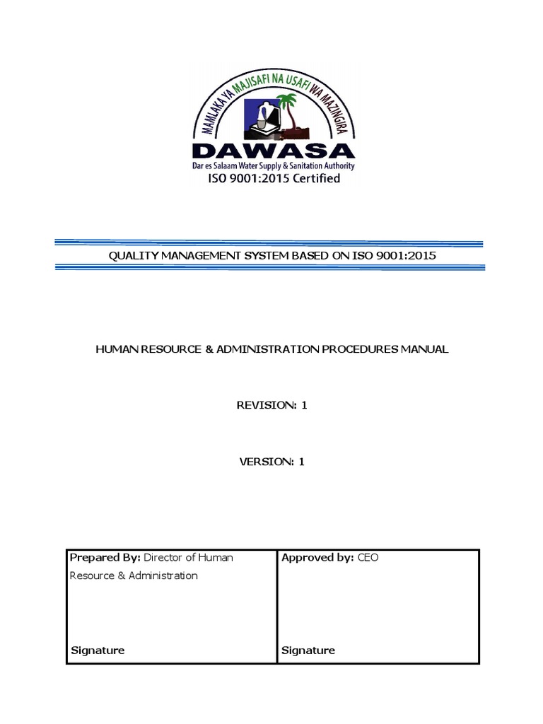 Human Resource & Administration Procedures Manual | PDF | Human ...