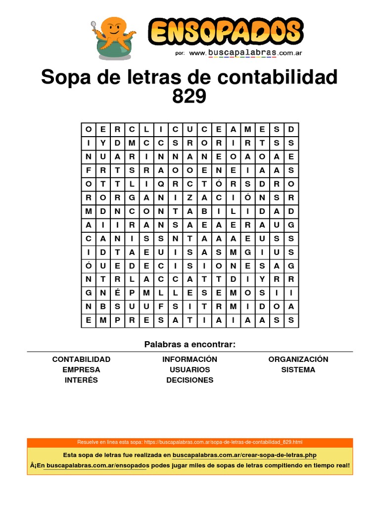 Sopa de Letras de Contabilidad | PDF