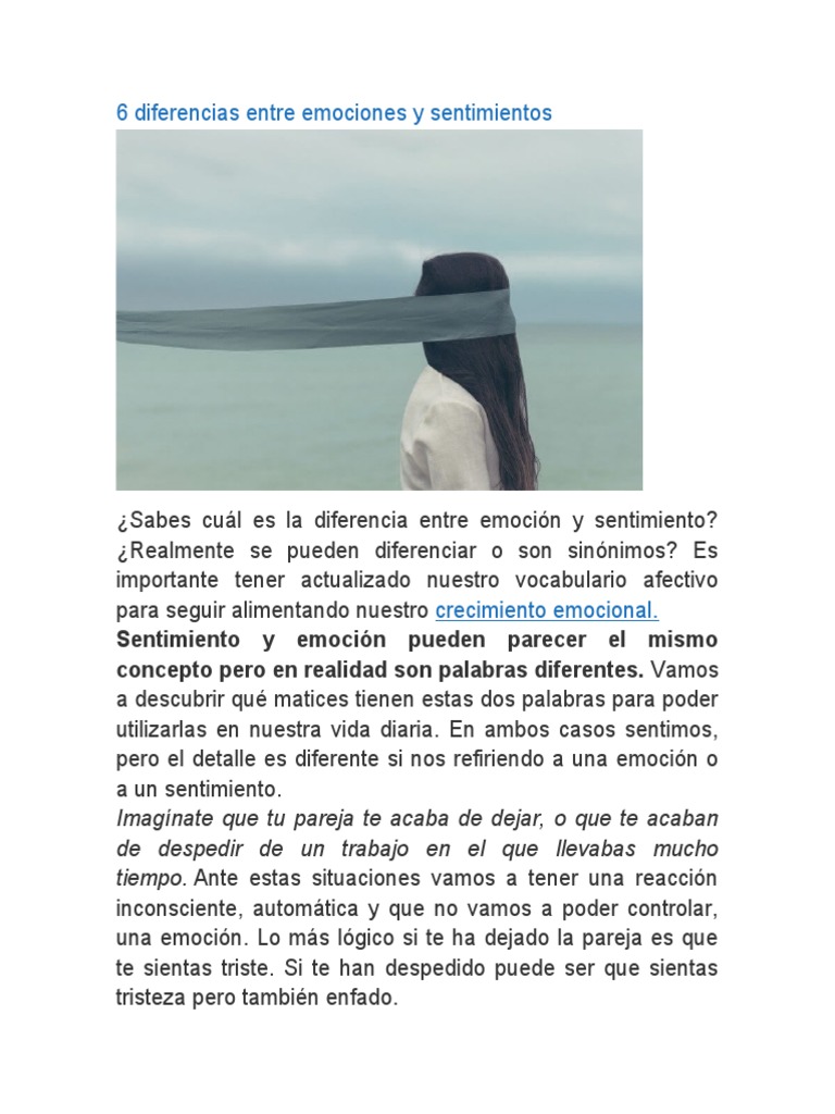 6 Diferencias Entre Emociones y Sentimientos | PDF | Las emociones ...