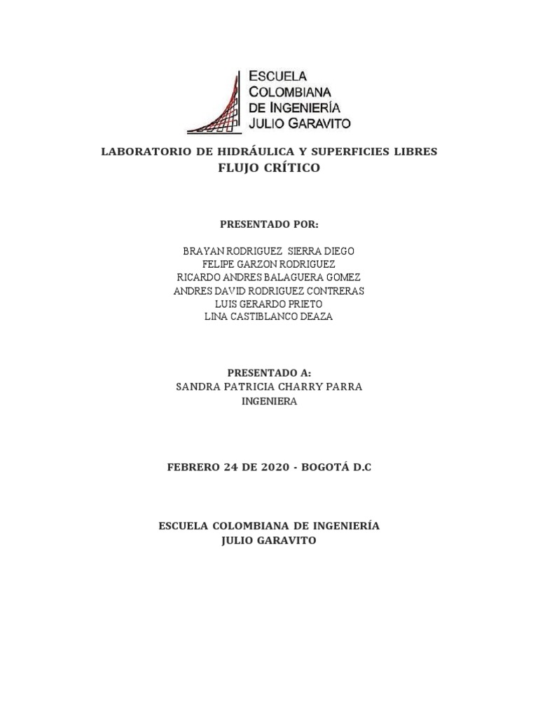 Flujo Crítico en Hidráulica | PDF | Canal | Descarga (hidrología)