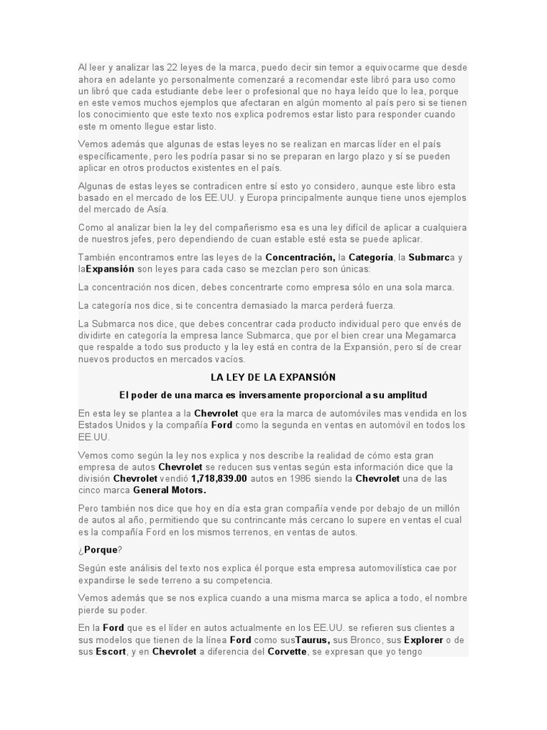 Al Leer y Analizar Las 22 Leyes de La Marca | PDF | Marca | Publicidad