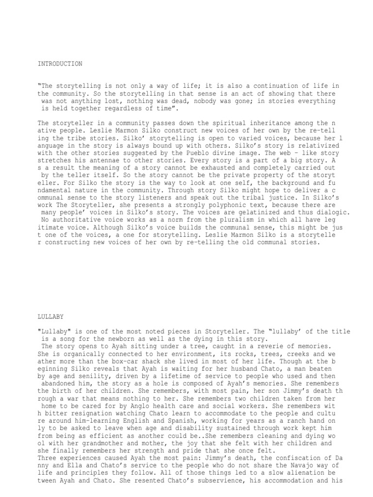 Leslie Marmon Silko The Storyteller........ | PDF | Narrative ...