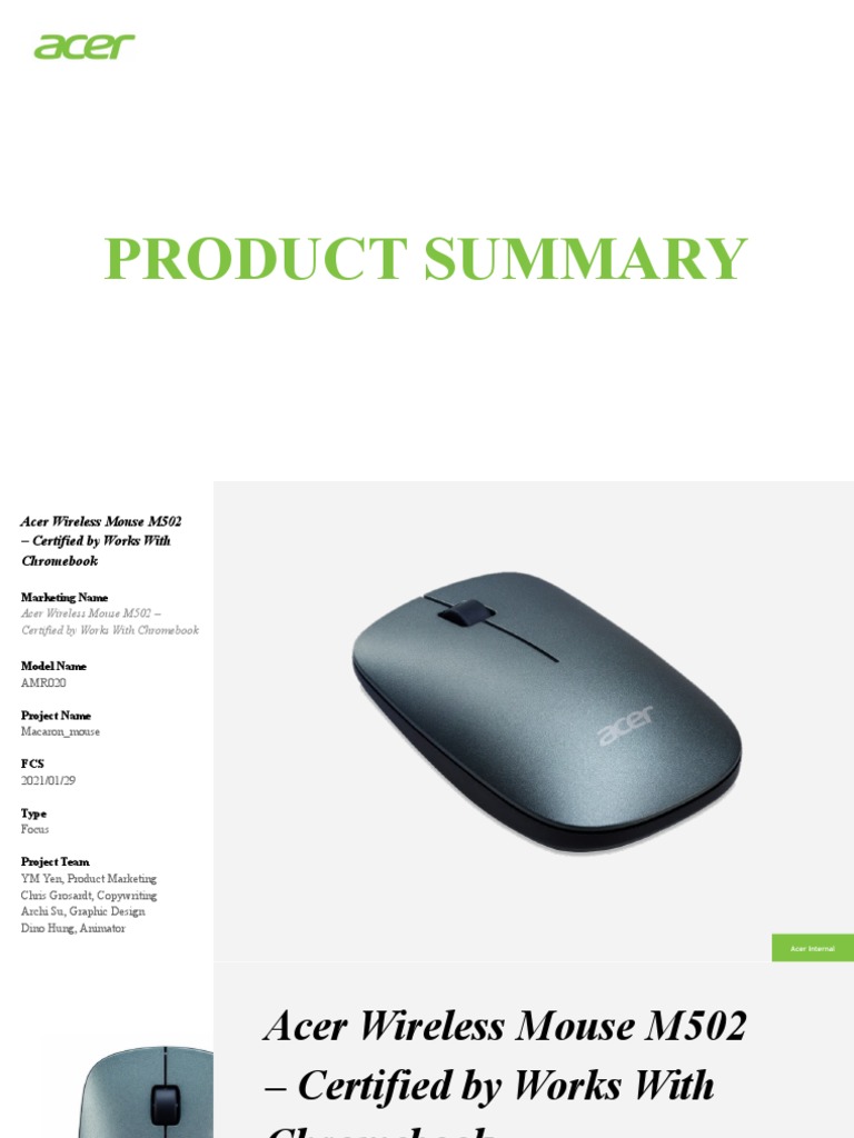 (Product Summary v1.0 Release) 2020 Acer Wireless Mouse M502 ...
