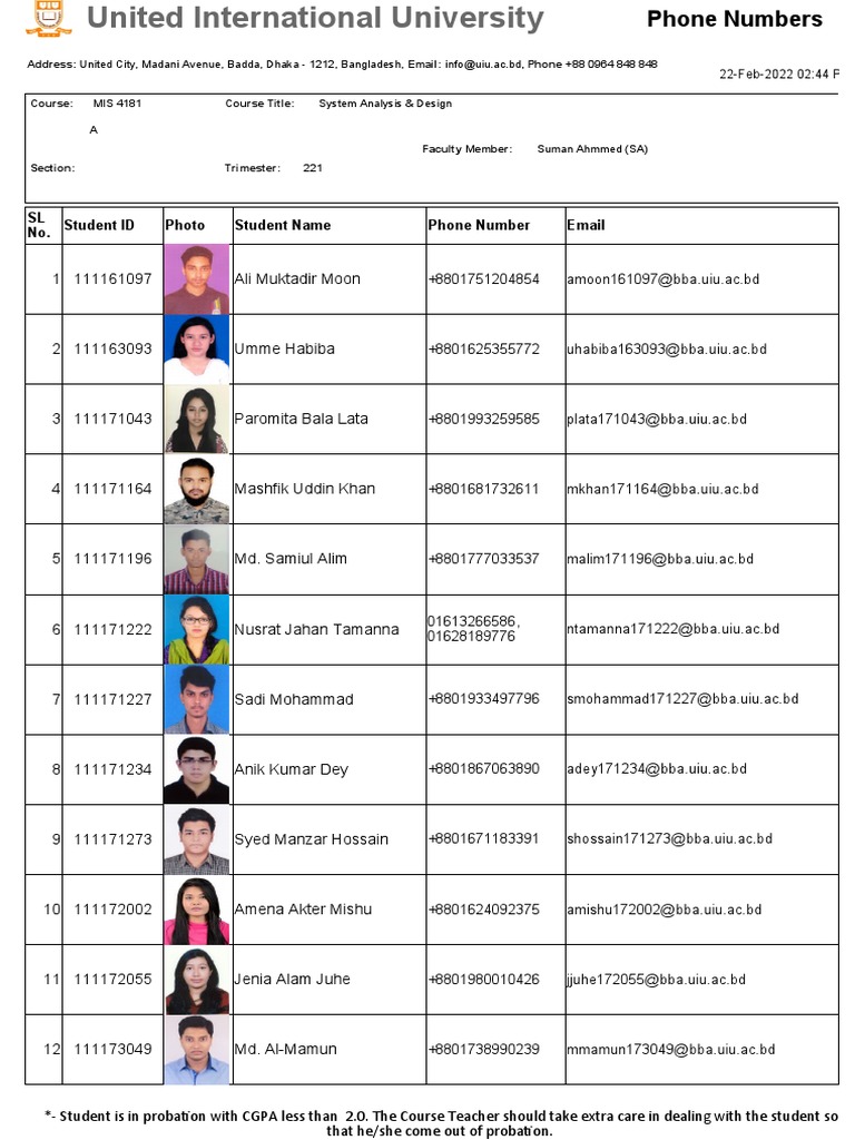 Student List MIS | PDF | Bangladesh