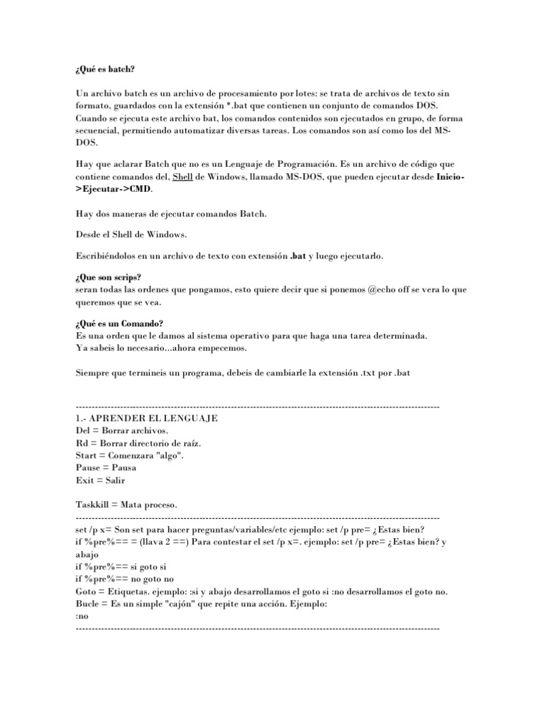 Introducción a Archivos Batch | PDF | Dos | Archivo de computadora