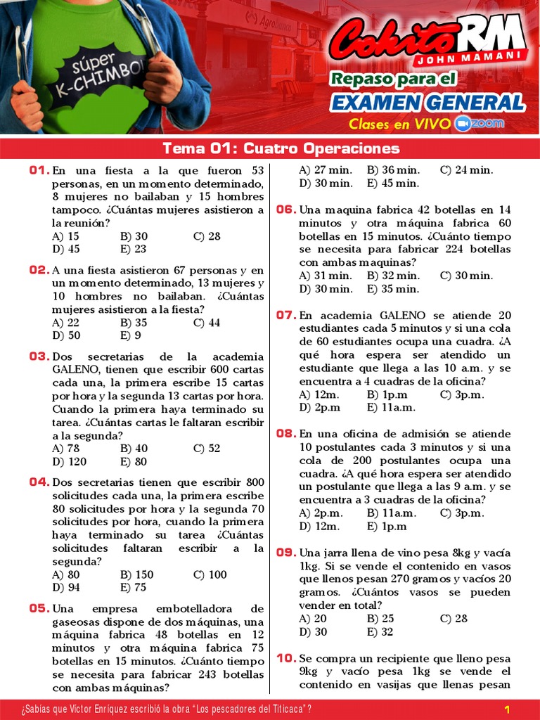 Cuatro Operaciones | PDF