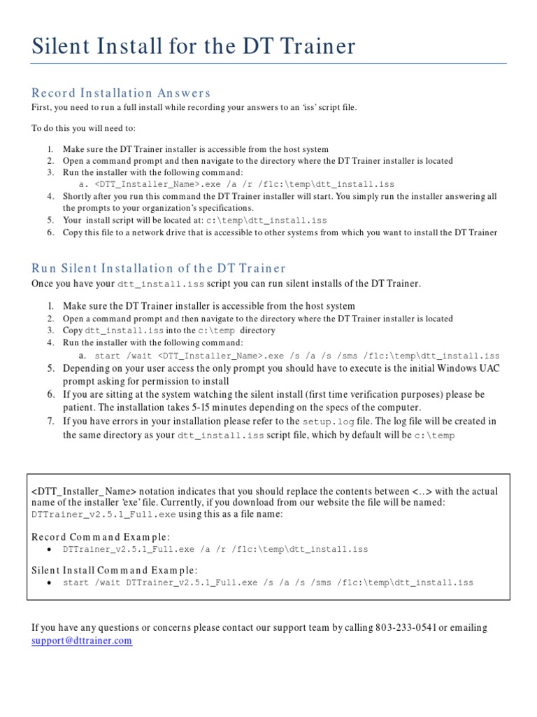 Silent Install For The DT Trainer: Record Installation Answers | PDF ...
