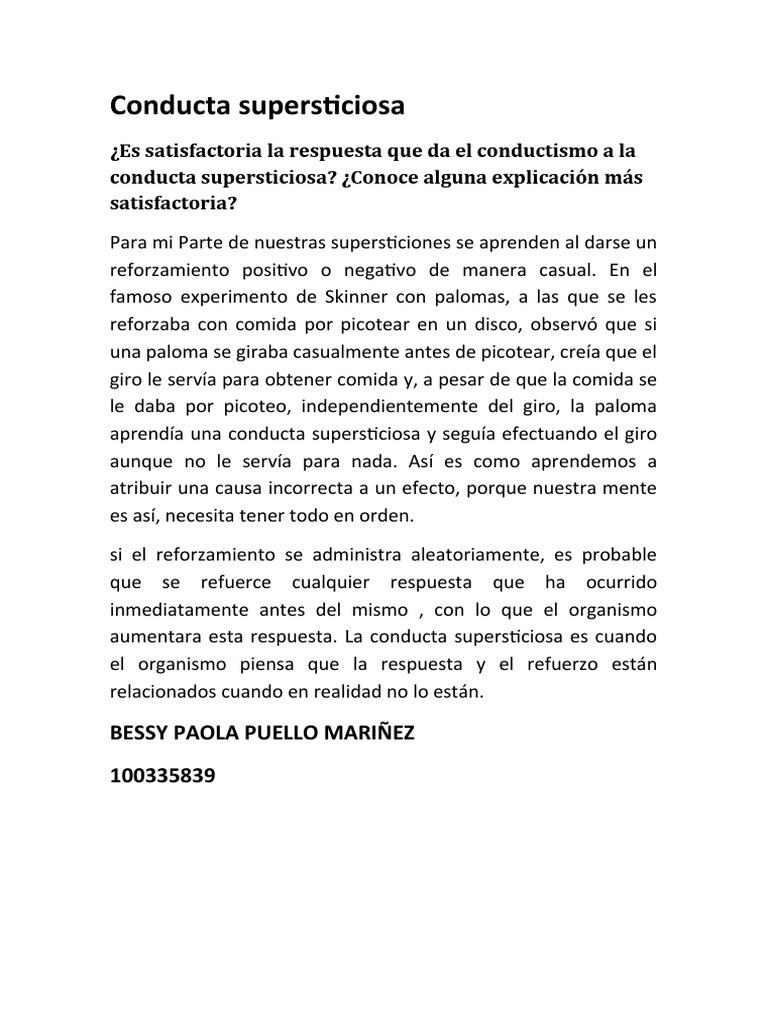 Conducta Supersticiosa | PDF