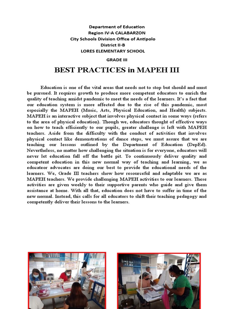 GRADE-III-BEST-PRACTICES-IN-MAPEH - Copy | PDF
