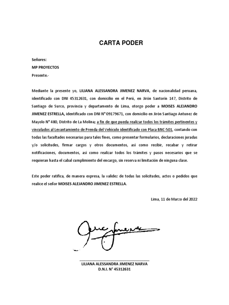 Carta Poder Carro11.03.2022 | PDF