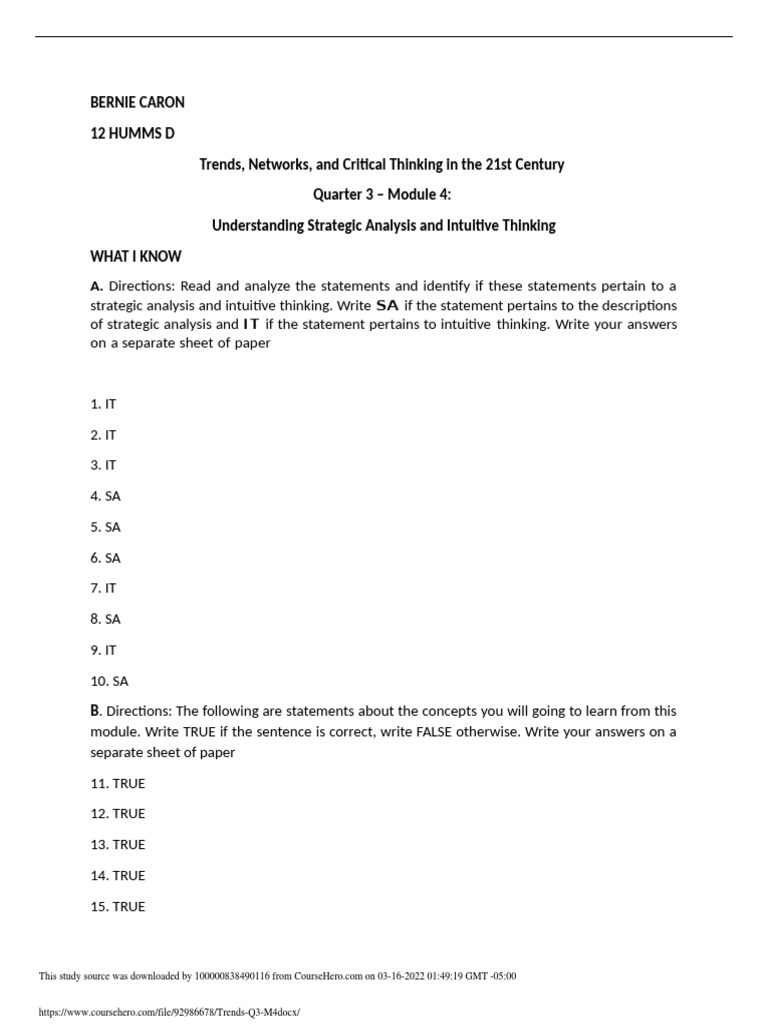 Understanding the Differences Between Strategic Analysis and Intuitive Thinking Through Real ...