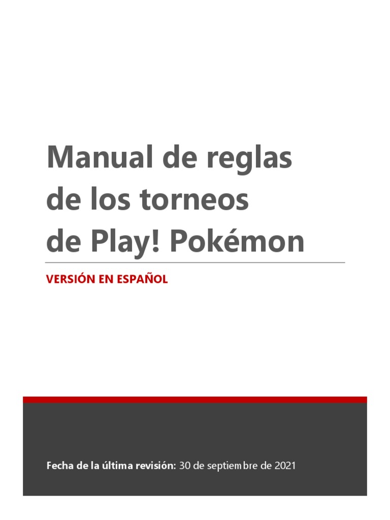 Play Pokemon Tournament - Rules-Handbook-09302021-Es | PDF