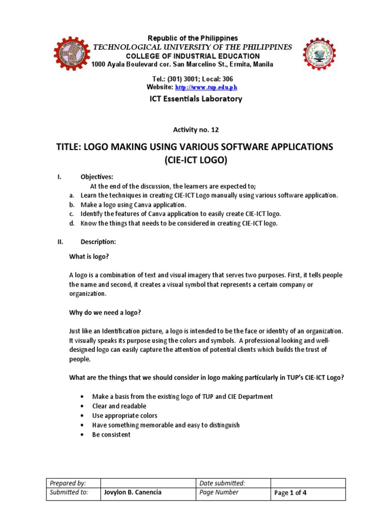 ICT-LAB Activity Sheet Template | PDF | Logos | Graphics