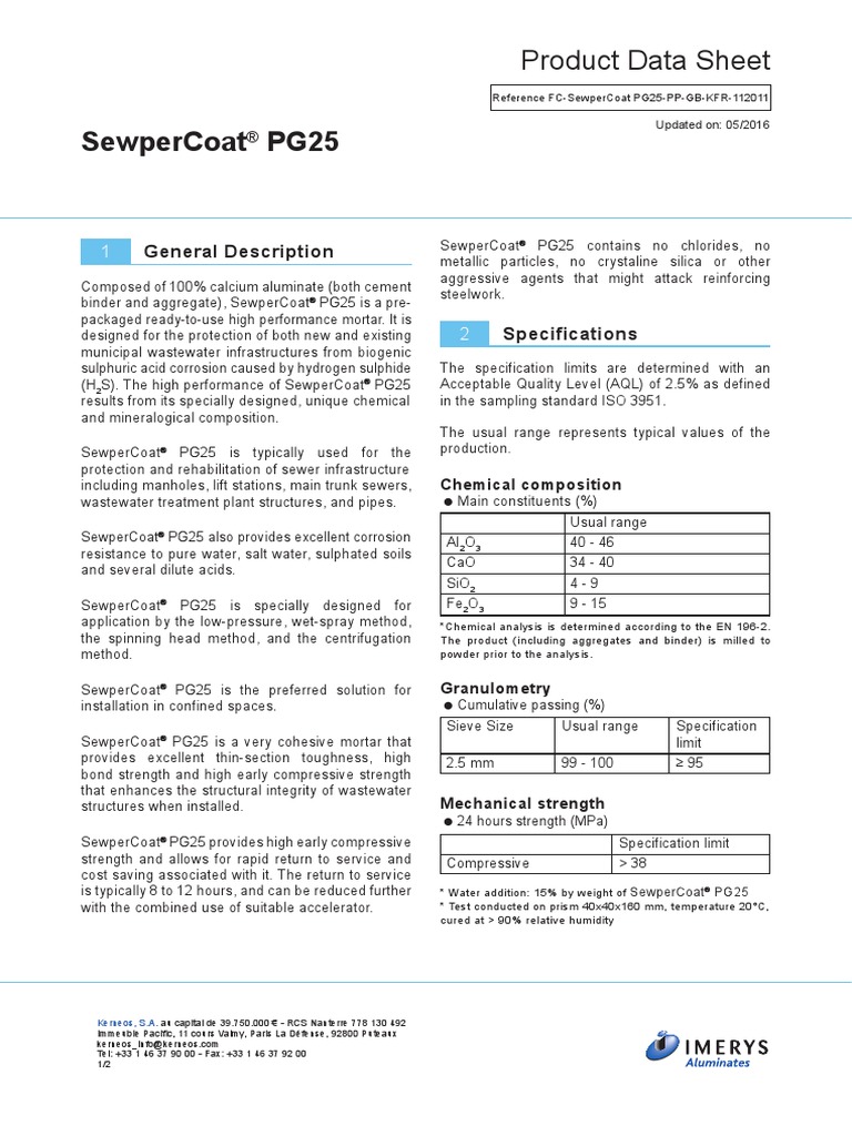Sewpercoat Pg25: Product Data Sheet | PDF | Concrete | Cement