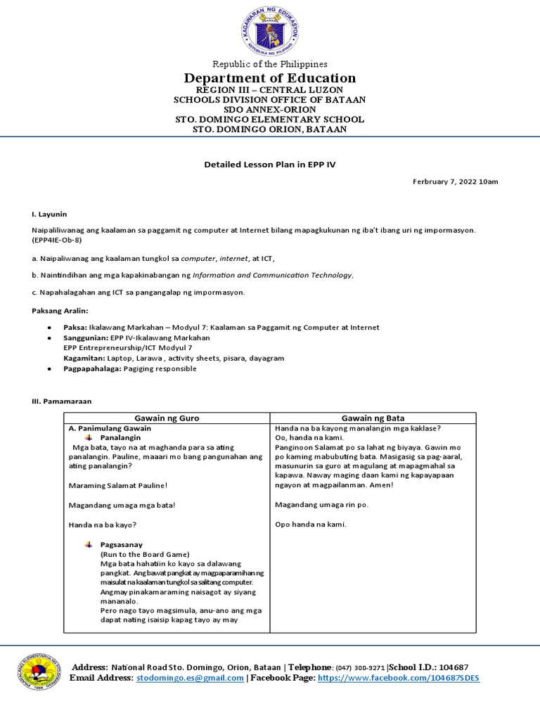Detailed Lesson Plan in EPP IV21-22 | PDF
