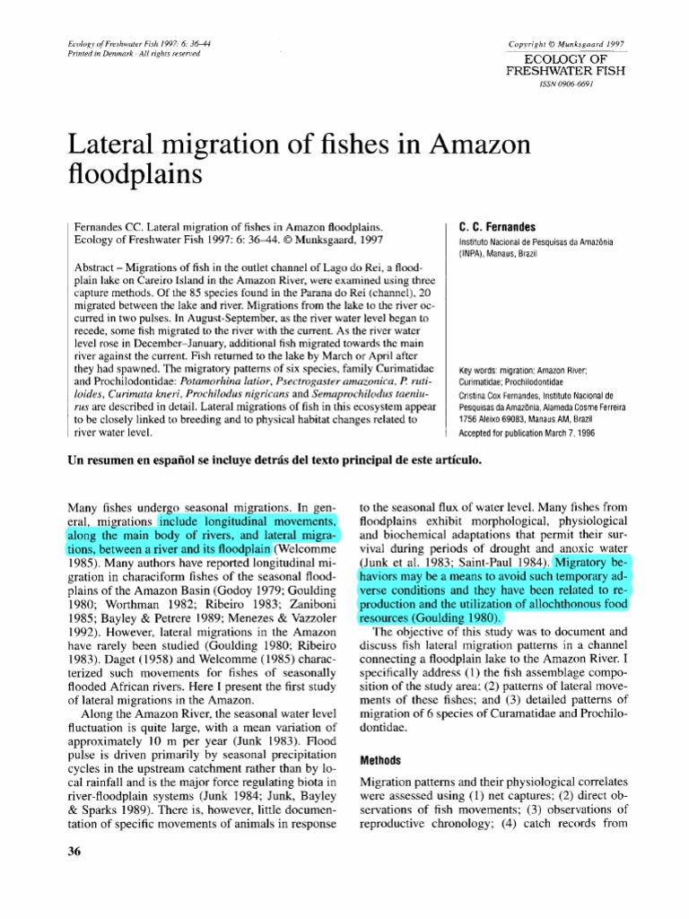 Fernandes, C.C. (1997) Lateral Migration of Fishes in Amazon ...