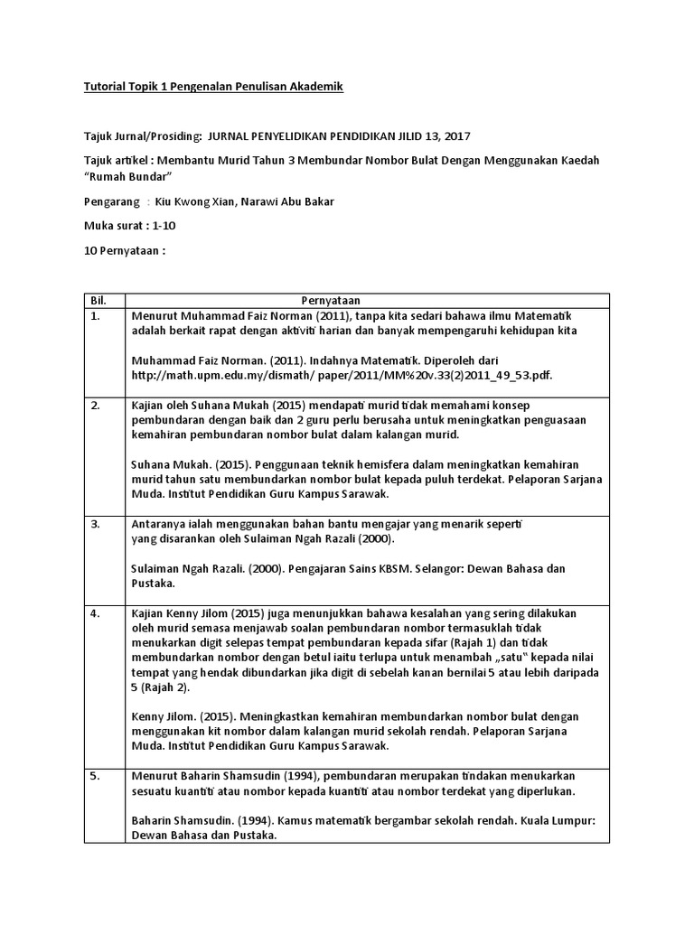 Topik 1 Tutorial Pengenalan Penulisan Akademik | PDF