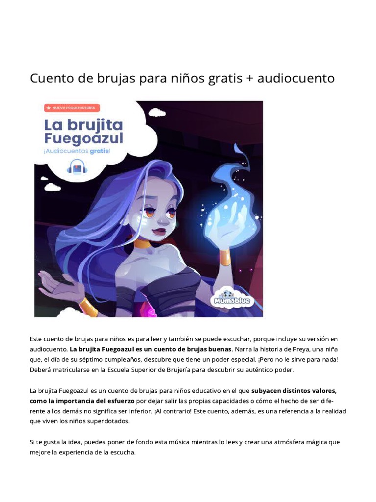Cuento De Brujas Para Niños Gratis Audiocuento Blog Mumablue Pdf