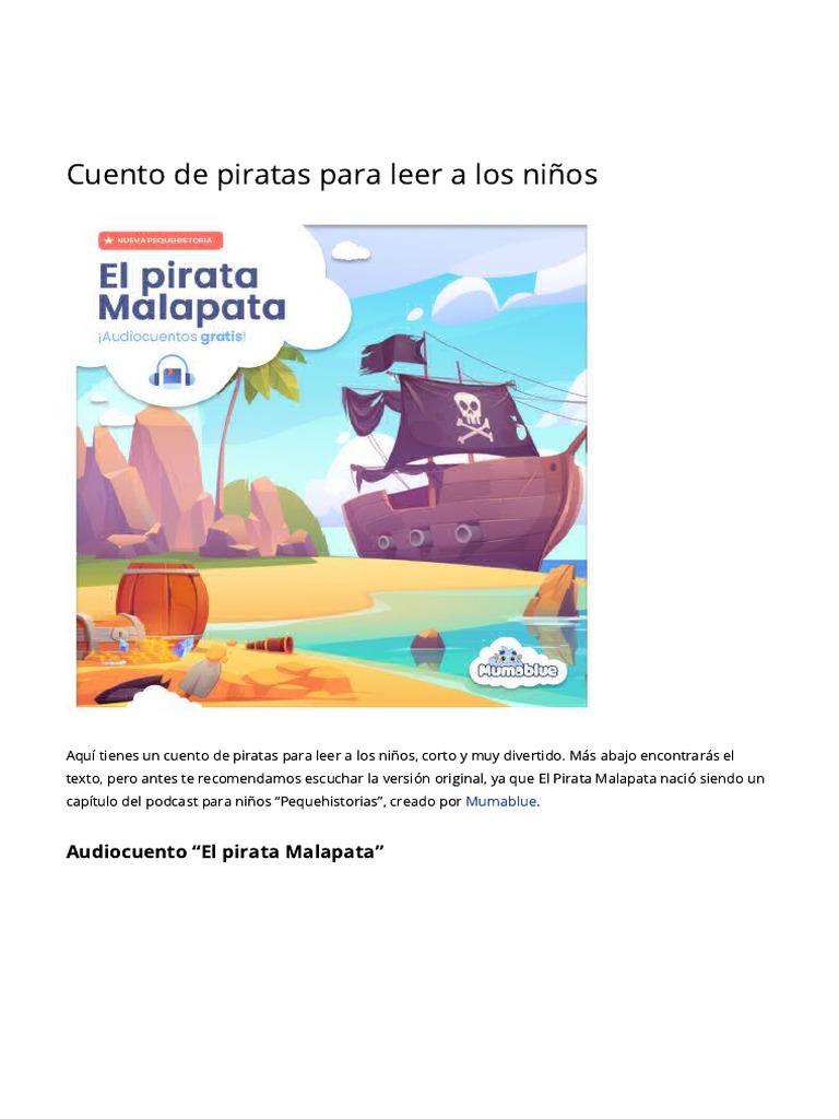 El Pirata Malapata: Cuento Infantil | PDF